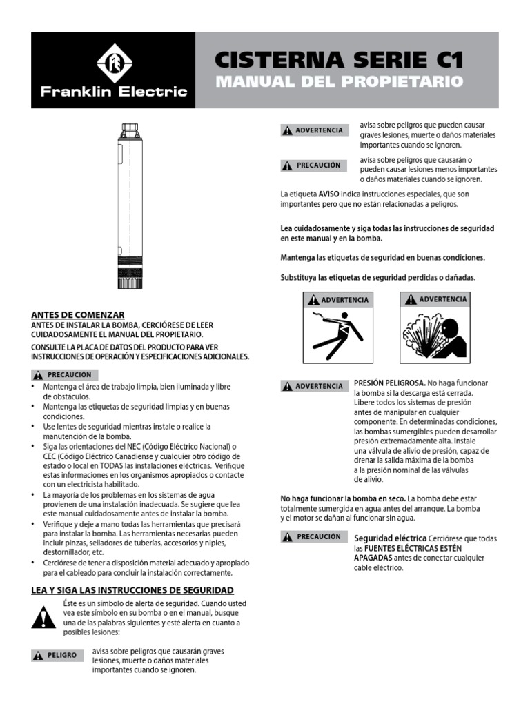 Manual Usuario C1 | PDF | Bomba | Ingenieria Eléctrica