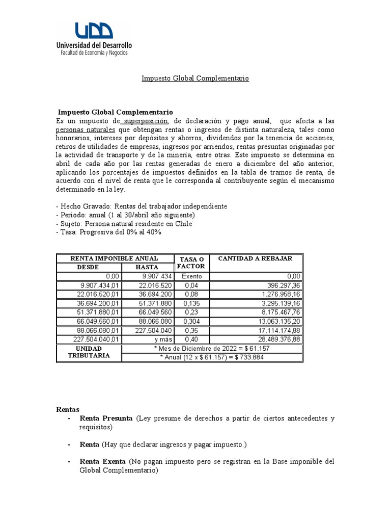 Global Complementario Ejercicio 1 y 2 | PDF | Impuesto sobre la renta | Impuestos