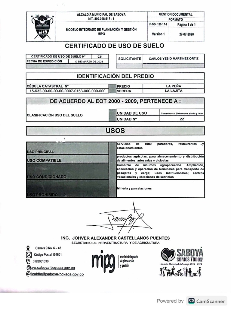 Certificado Uso de Suelos | PDF
