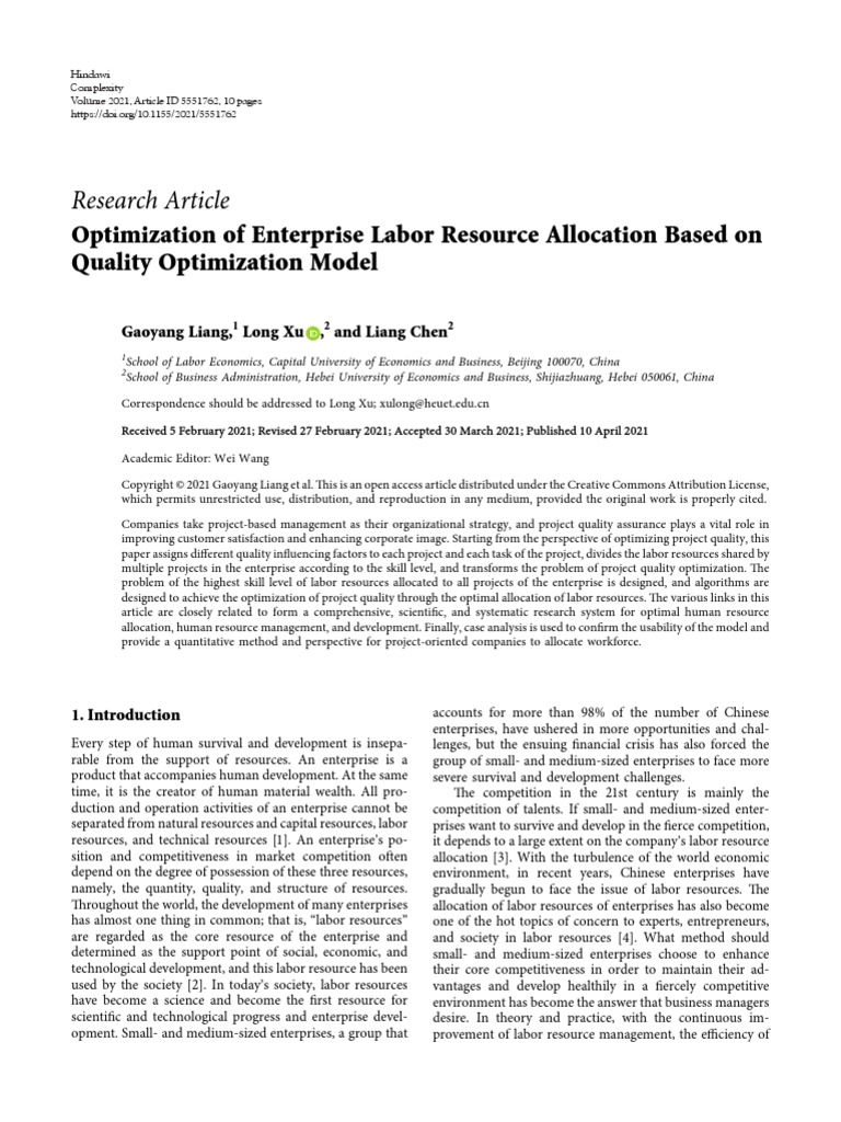Optimization - of - Enterprise Labor - Resource Allocation | PDF ...