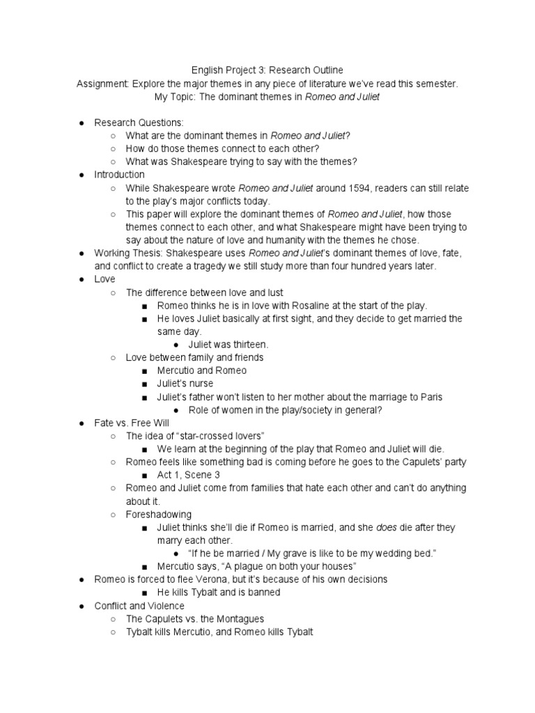 Romeo and Juliet English Project | PDF | Mystery, Thriller & Crime Fiction