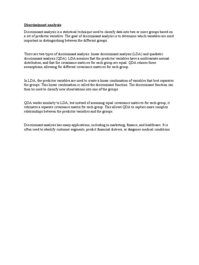 Discriminant Analysis | PDF | Logistic Regression | Dependent And Independent Variables