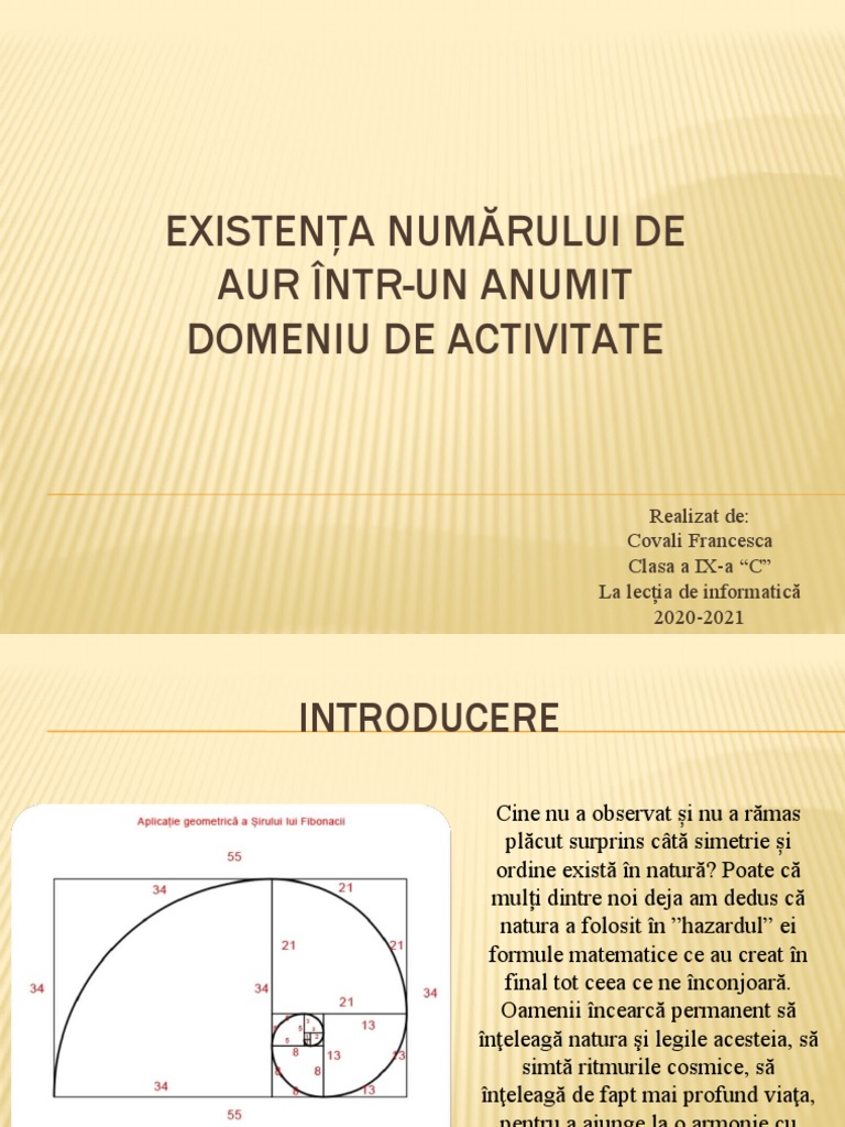 Numarul de Aur-Covali Francesca, IX C (Info) | PDF