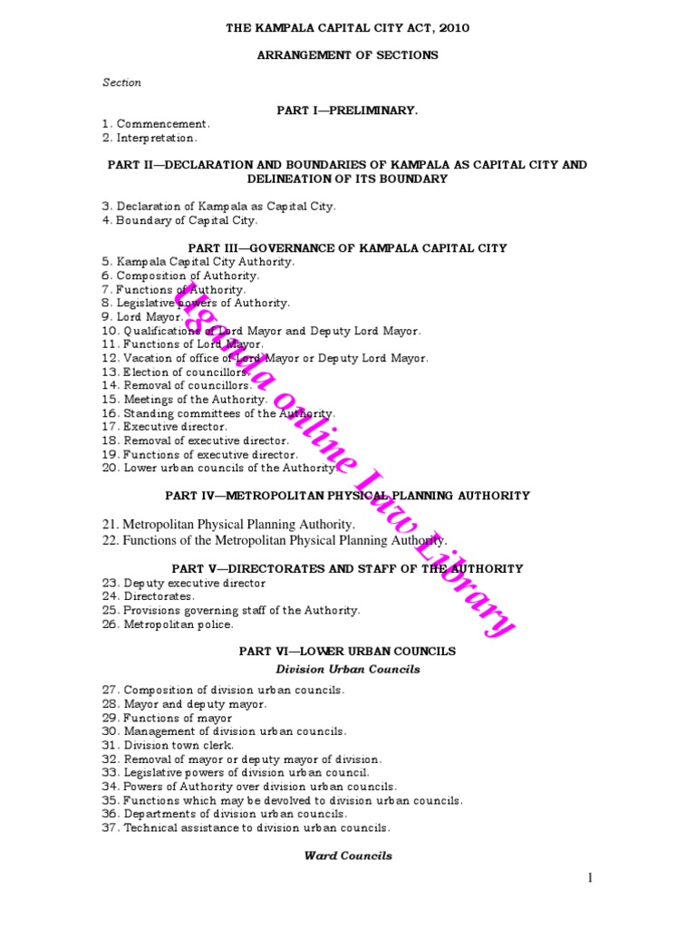 Kampala Capital City Act Overview | PDF | Home & Garden | Technology ...
