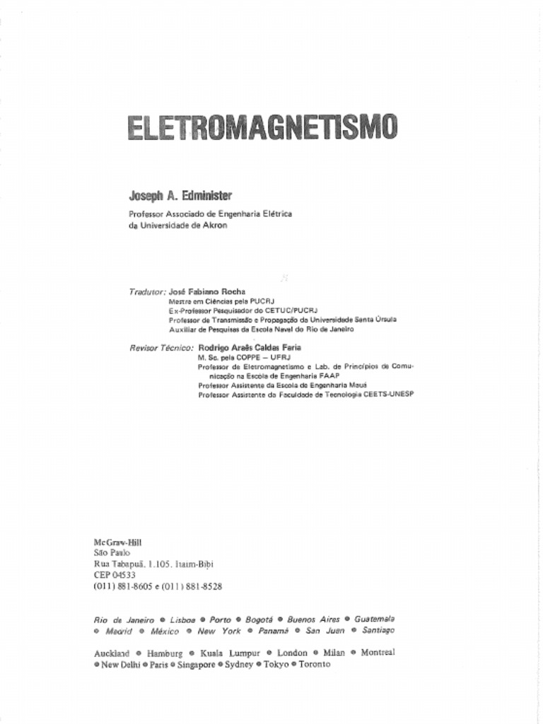 0004 Eletromagnetismo Joseph A Edminister 1 Pdf Versão 1 Pdf
