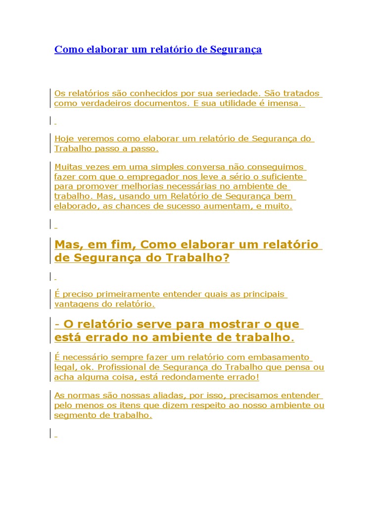 Como Elaborar Um Relatório de Segurança | PDF