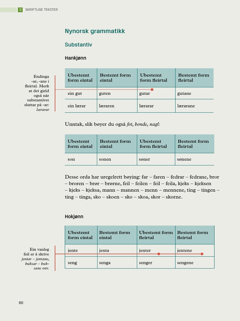 Nynorsk Grammatikk | PDF