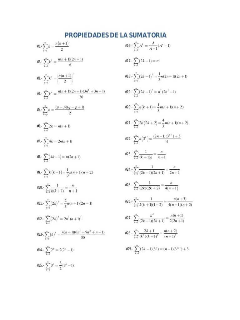 Tablas_Propiedades_sumatorias | PDF