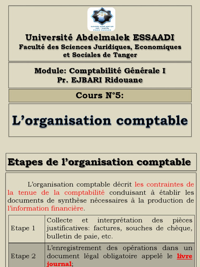 S1-Cours N°5-Organisation Comptable | PDF