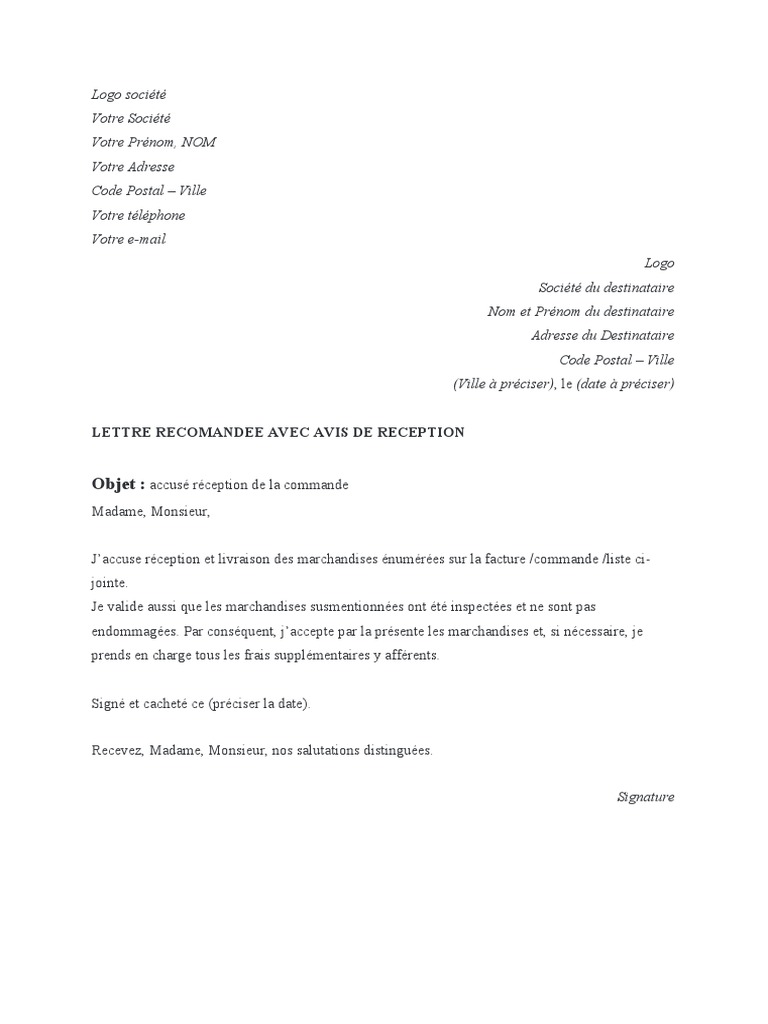 Accusé Reception de Marchandise | PDF