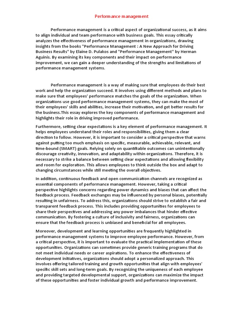 Performance Management | PDF | Goal | Evaluation