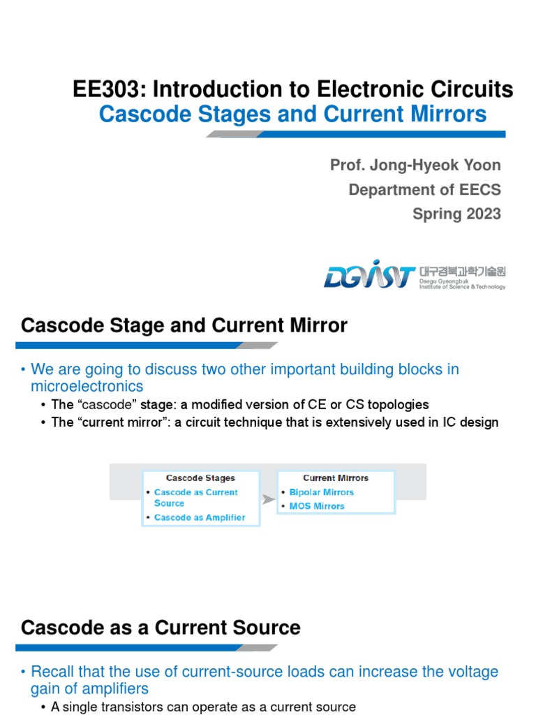 9 Cascode Stages and Current Mirrors - Revised | PDF | Mosfet | Bipolar Junction Transistor