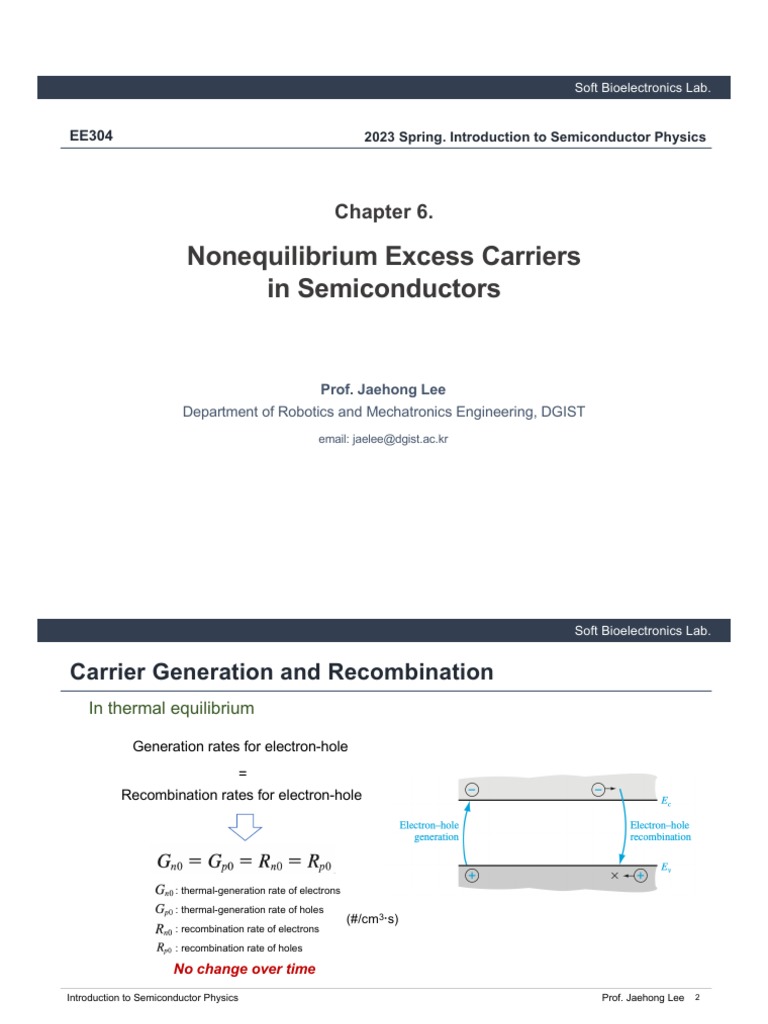 6 - Nonequilibrium Excess Carriers in Semiconductors | PDF