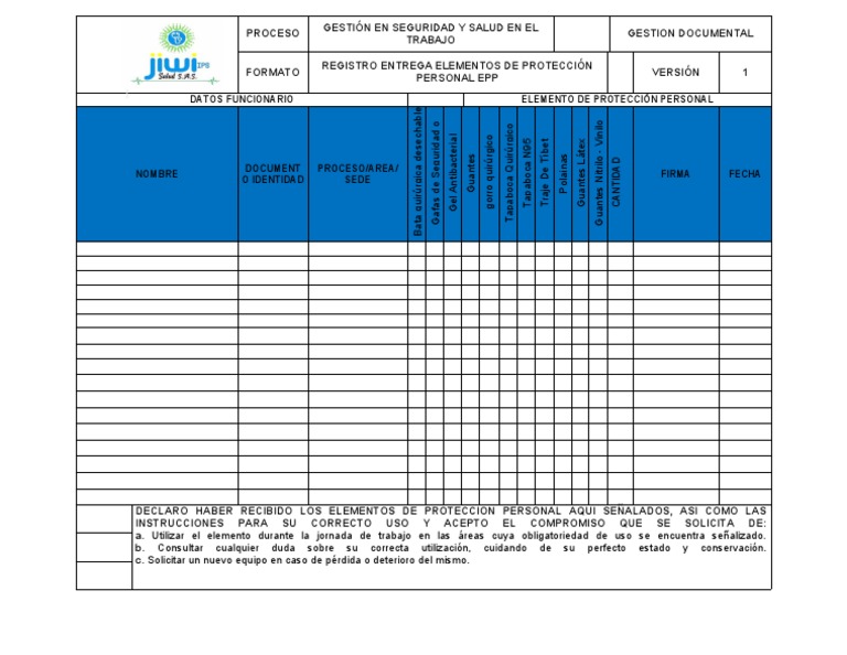 Formato Entrega de Epp | PDF