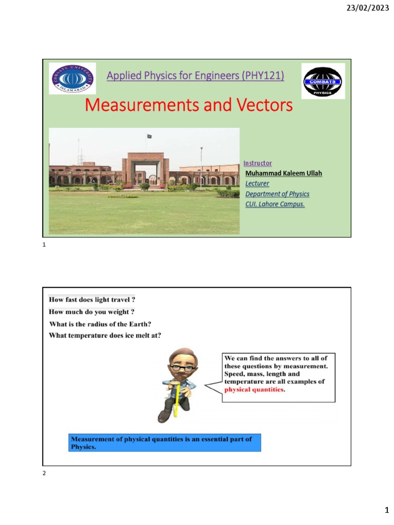 Physical Quantities Measurements And Vectors Pdf Significant