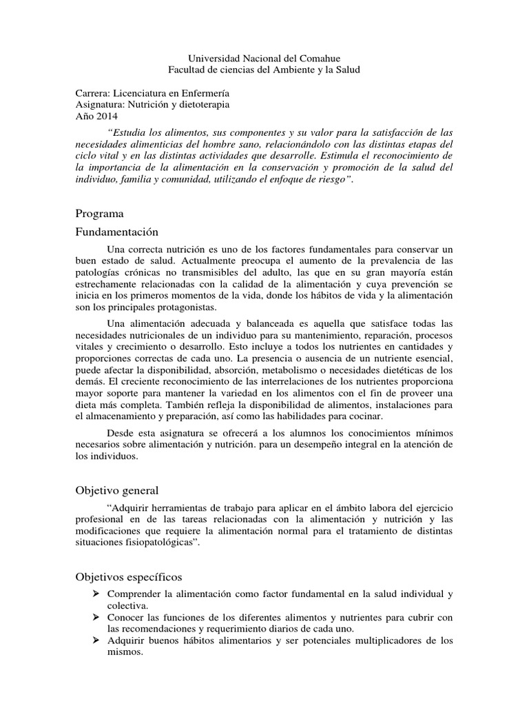 Nutricion y Dietoterapia | PDF