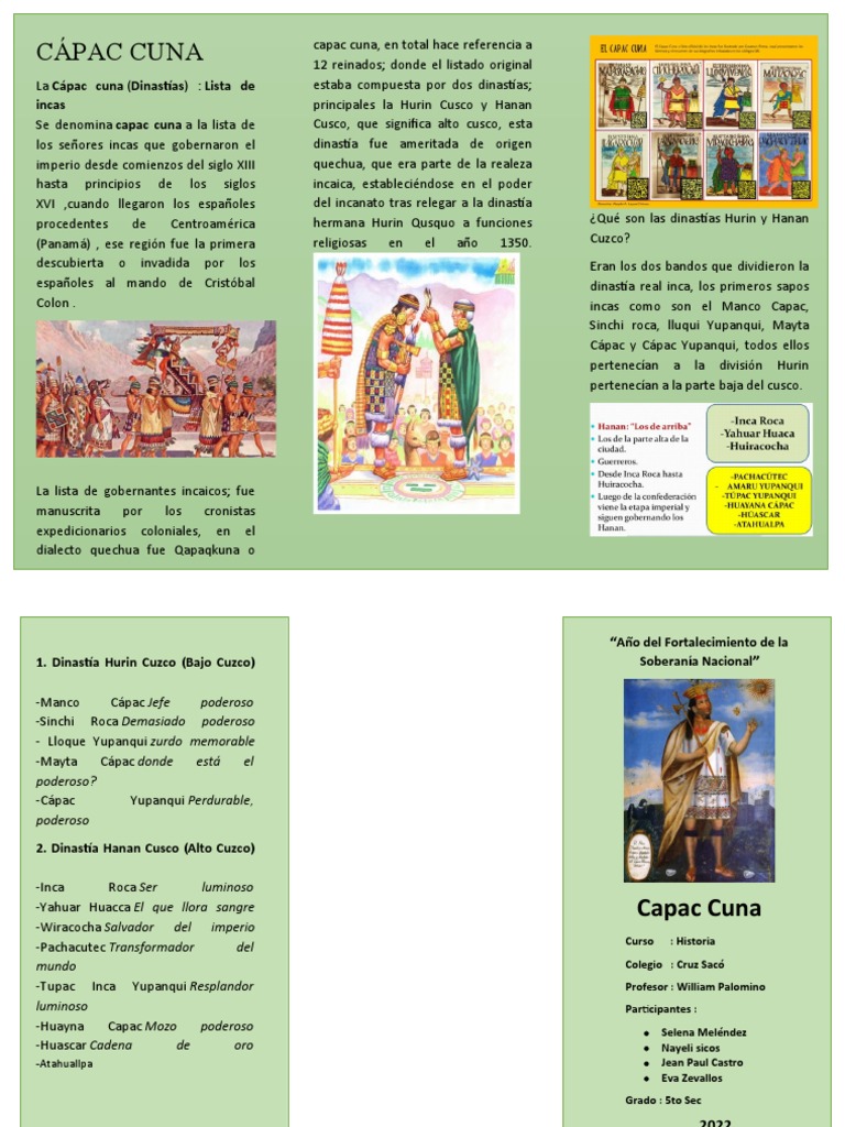 Dinastías de la Cápac Cuna Inca | PDF | Imperio Inca | Andes