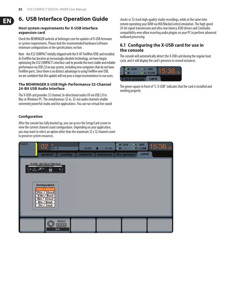 Behringer x32 Compact Users Manual 752237 (32 74) | PDF