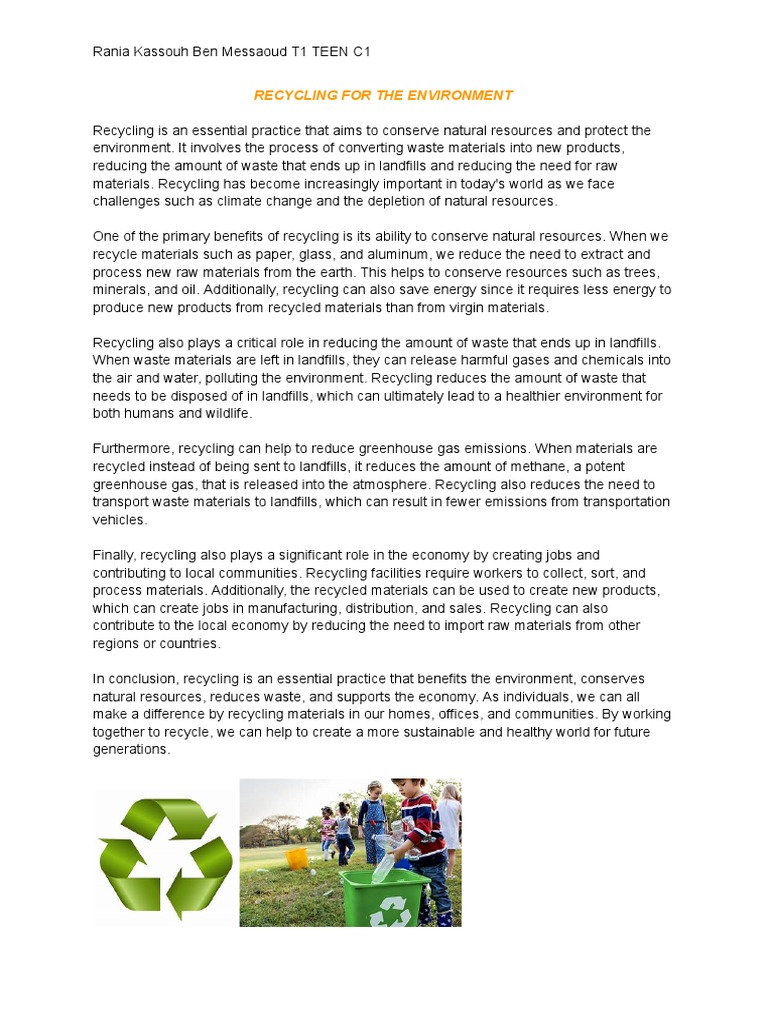 Recycling for the Environment | PDF | Recycling | Waste