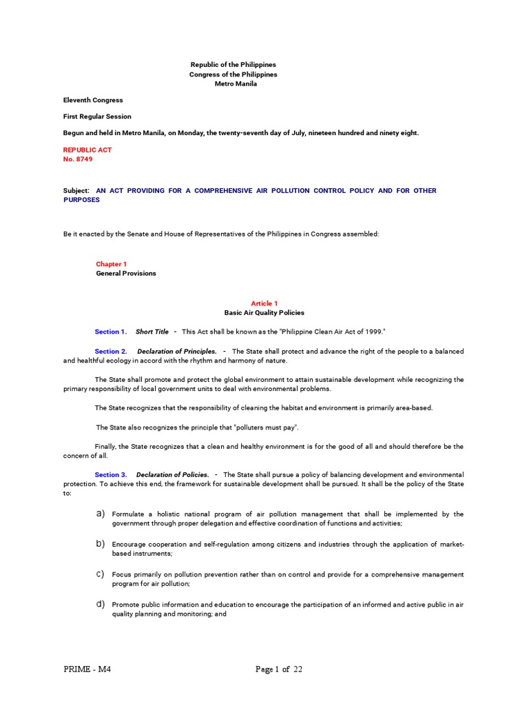 Ra 8749 | PDF | Air Pollution | Atmosphere Of Earth