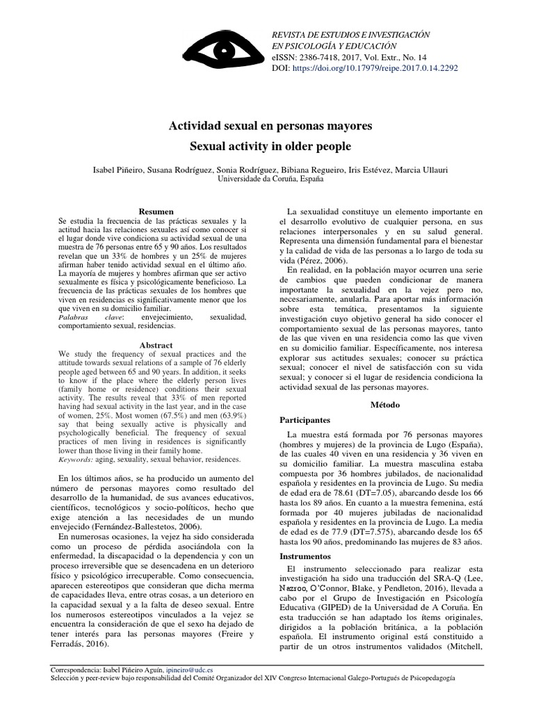 Actividad Sexual en El Adulto Mayor | PDF | Vejez | Ciencias del comportamiento
