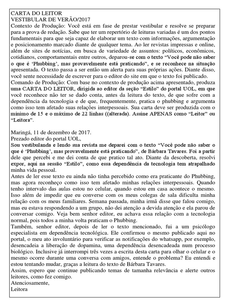Carta Do Leitor-Exemplos | PDF | Autoajuda