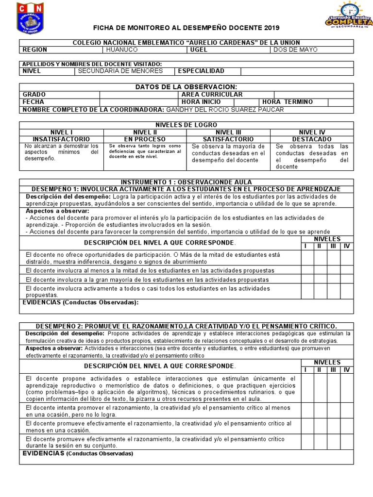 Ficha de Monitoreo | PDF