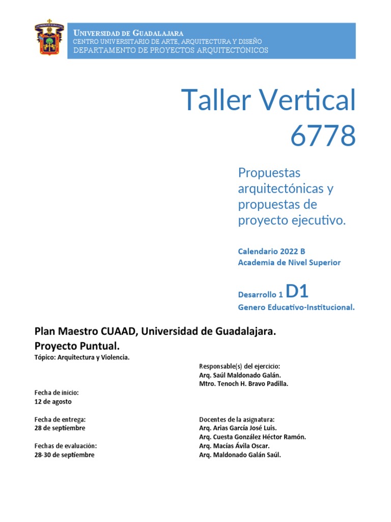 Plan Maestro CUAAD: Espacios Funcionales | PDF | La dependencia de ...