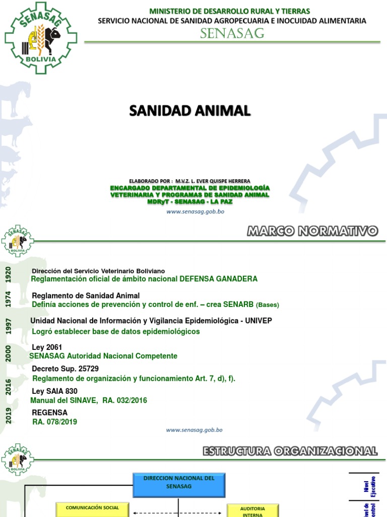 Presentación de Sanidad Animal, Senasag | PDF | Medicina Veterinaria ...