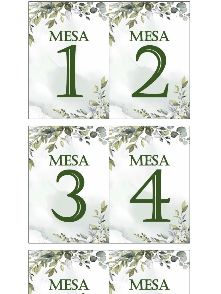 Modelo De Numeros De Mesa Para Imprimir Números Decorados Para Fiesta