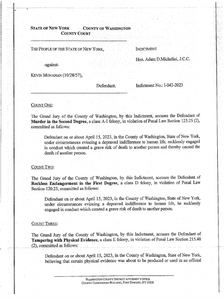 Kevin Monahan Indictment | PDF