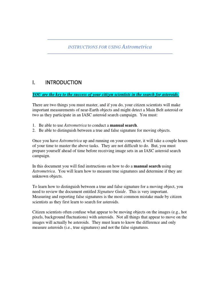 Instructions For Using Astrometrica 2021 | PDF