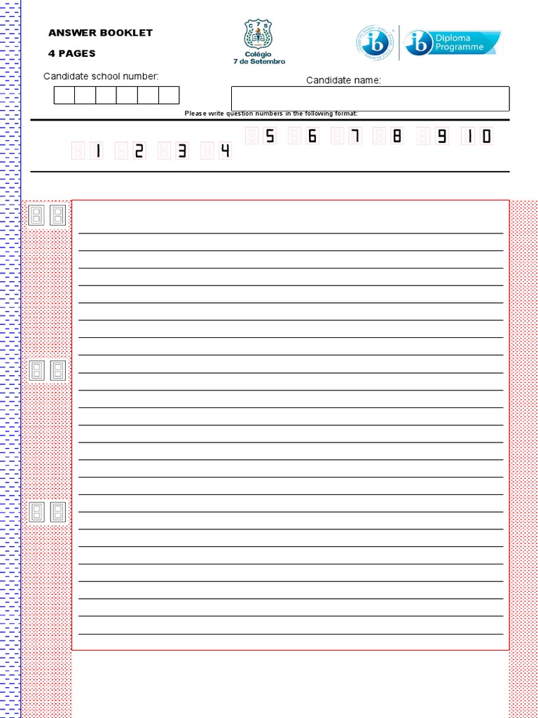 Candidate Answer Booklet Template | PDF