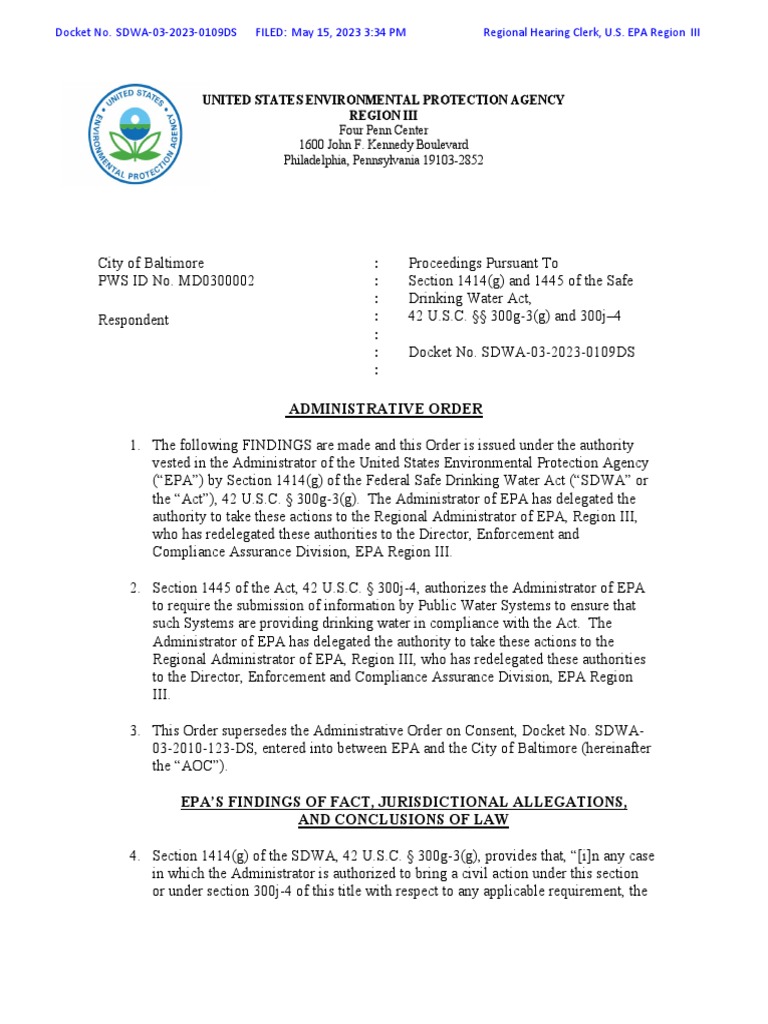 City of Baltimore EPA Letter | PDF | United States Environmental ...