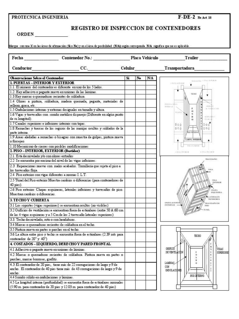 Inspeccion de Contenedores | PDF | Conocimiento procedimental | Vehículo de motor