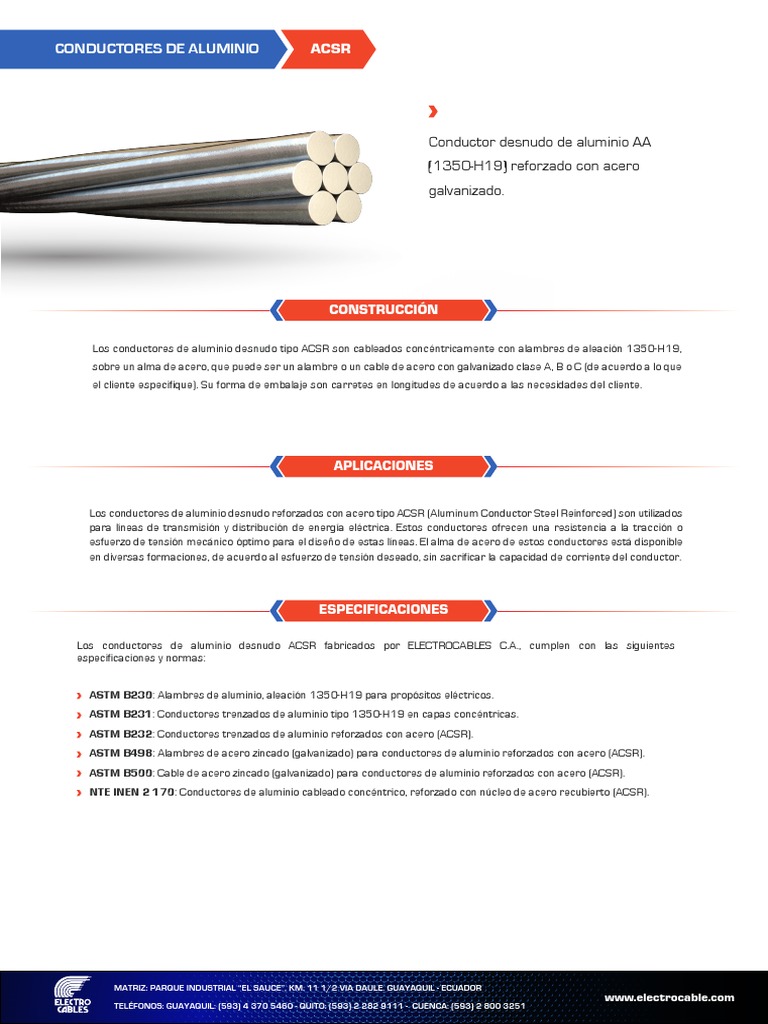 2 Conductores de Aluminio Acsr | PDF