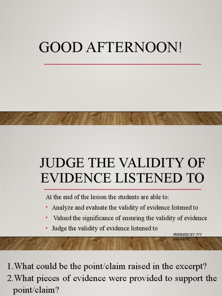 Evaluating Evidence Validity in Listening | PDF | Career & Growth ...