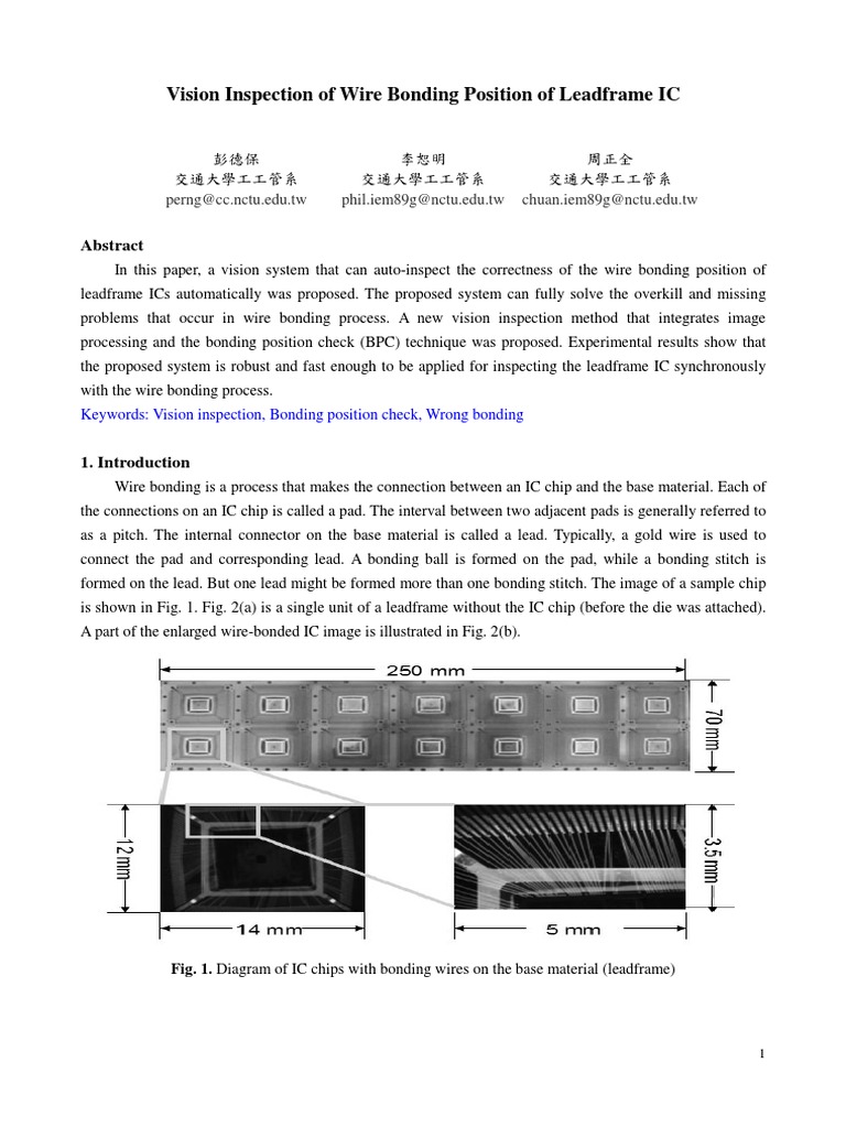 Vision Inspection of Wire Bonding Position of Leadframe IC | PDF