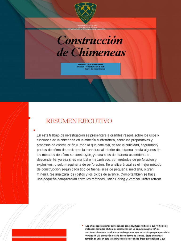 Presentación Perforacion Y Tronadura Pdf Chimenea Minería