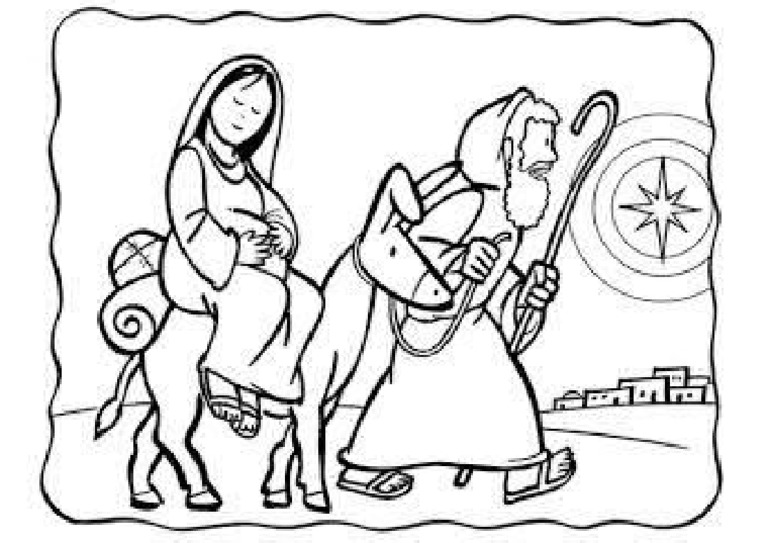 Dibujo para Colorear de Maria y Jose Jesus | PDF
