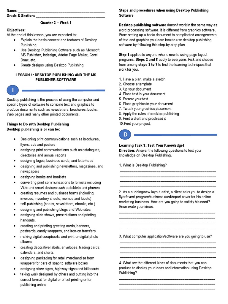 Introduction to Desktop Publishing | PDF | Page Layout | Graphics