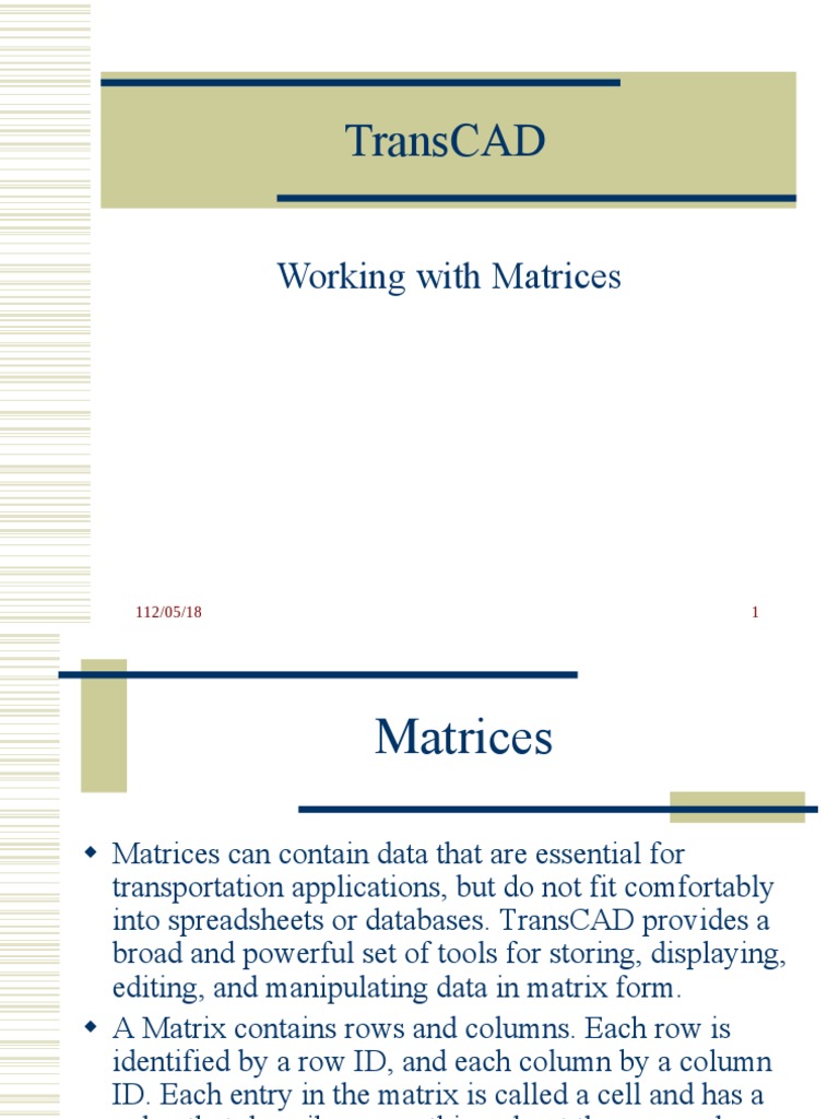 TransCAD 18 WorkingWithMatrices | PDF | Matrix (Mathematics) | Computer File