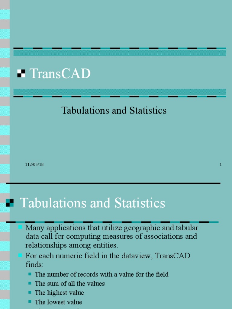 TransCAD 19 TabulationsAndStatistics | PDF | Regression Analysis | Statistics