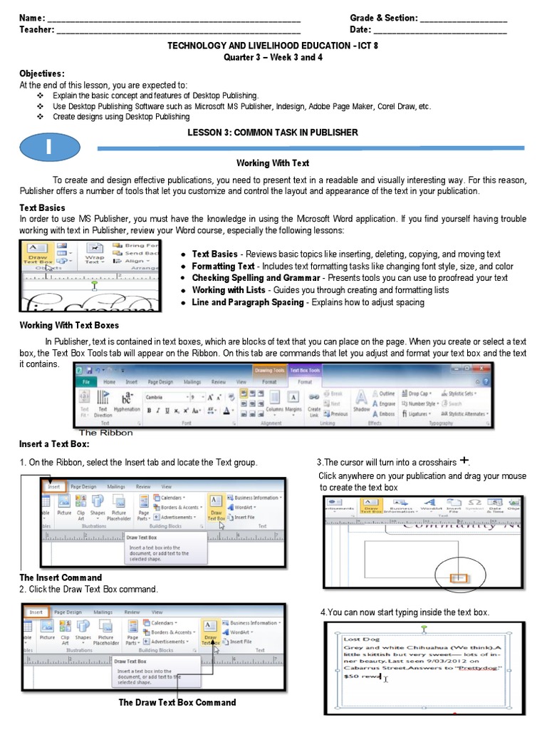 ICT Desktop Publishing Guide | PDF | Cursor (User Interface) | Typography
