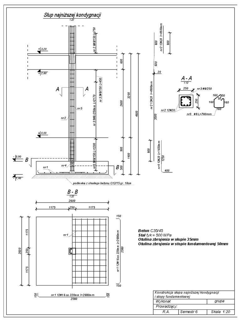 Słup I Stopa - Rysunek | PDF