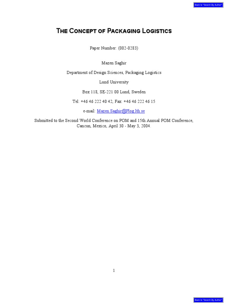 Packaging Logistics | PDF | Packaging And Labeling | Logistics