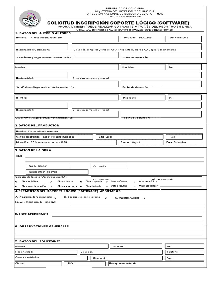 SOLICITUD INSCRIPCIÓN SOPORTE LÓGICO | PDF | Programa de computadora | Programación