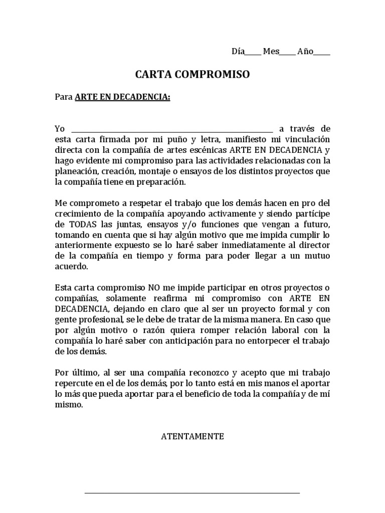 Carta Compromiso | PDF