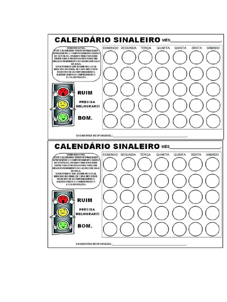 Calendário Comportamento | PDF