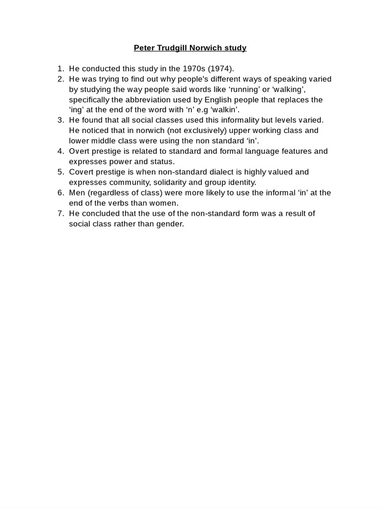 Peter Trudgill Norwich Study Eng Lang | PDF